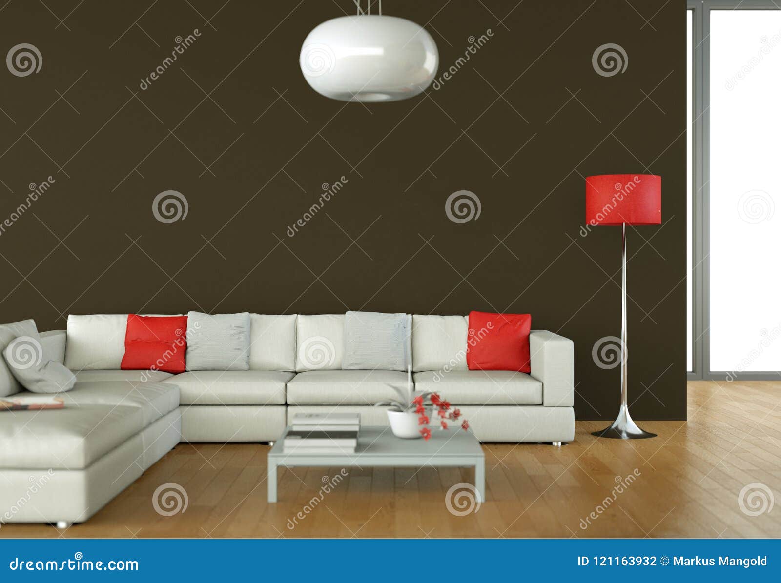 Interior Design Modern Bright Room with White Sofa Stock Illustration ...