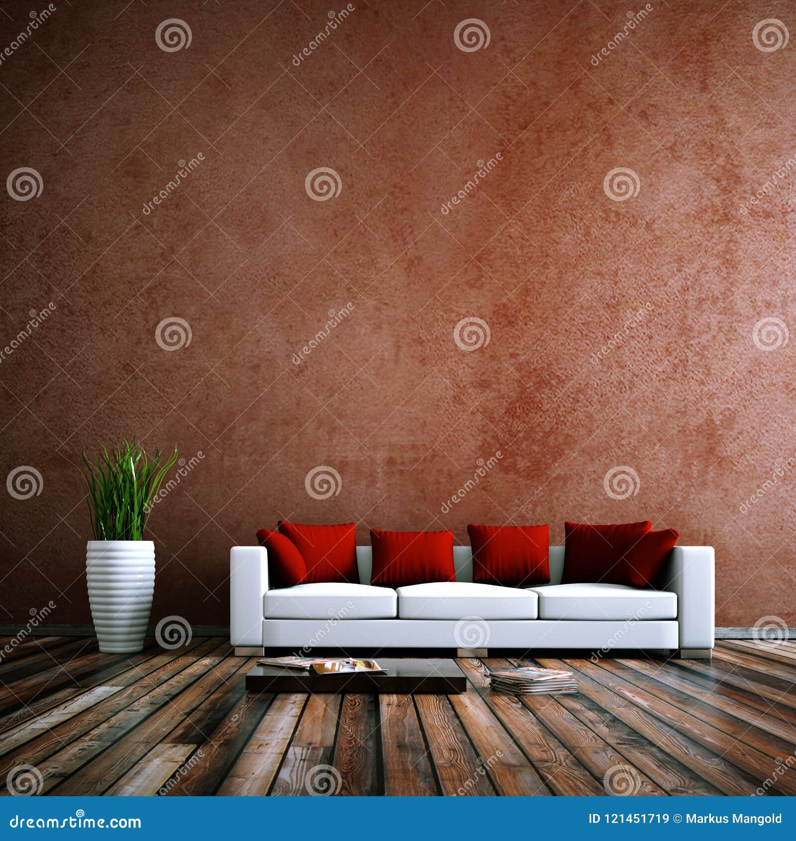 Interior Design Modern Bright Room with White Sofa Stock Illustration ...