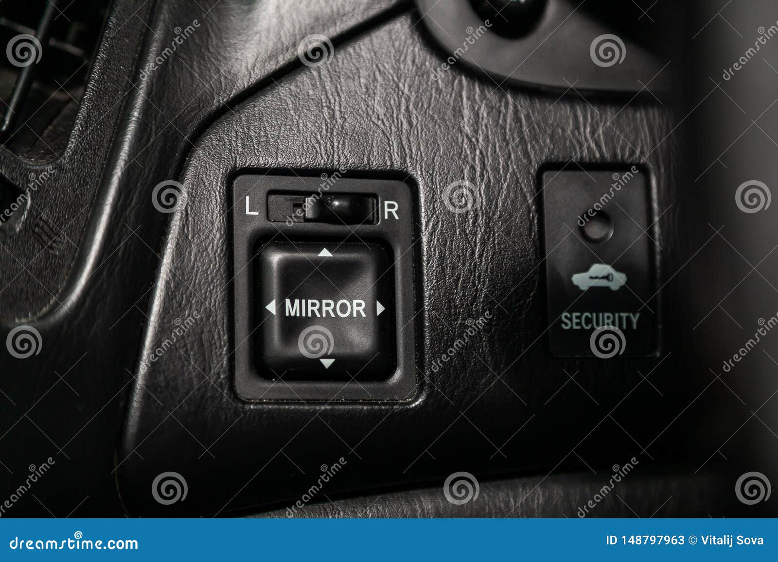 Black interior in car stock image. Image of mirrors - 148797963