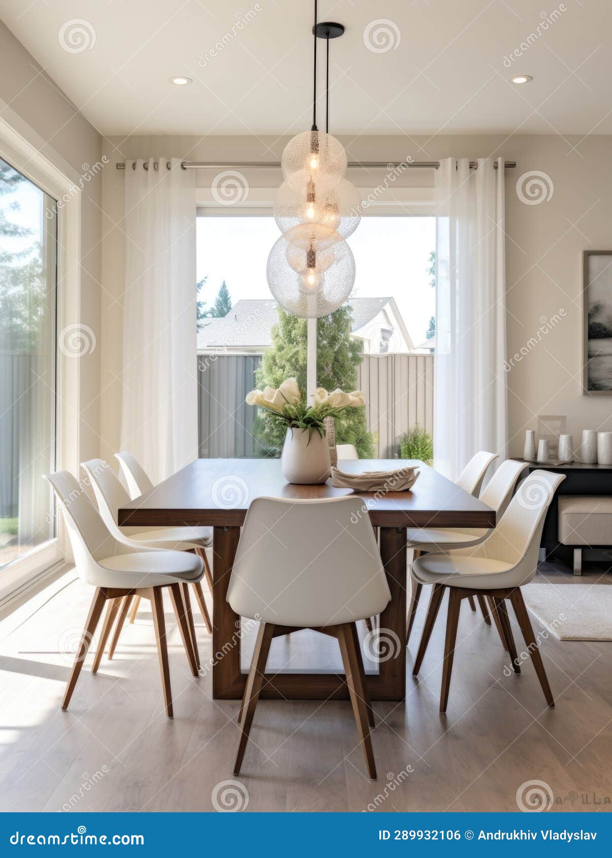 Interior Design of Modern Dining Room with Setted Dining Table and ...