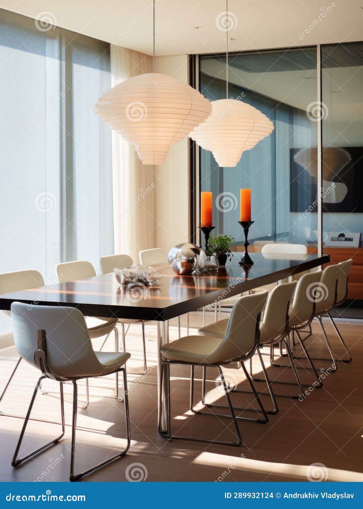 Interior Design of Modern Dining Room with Setted Dining Table and ...