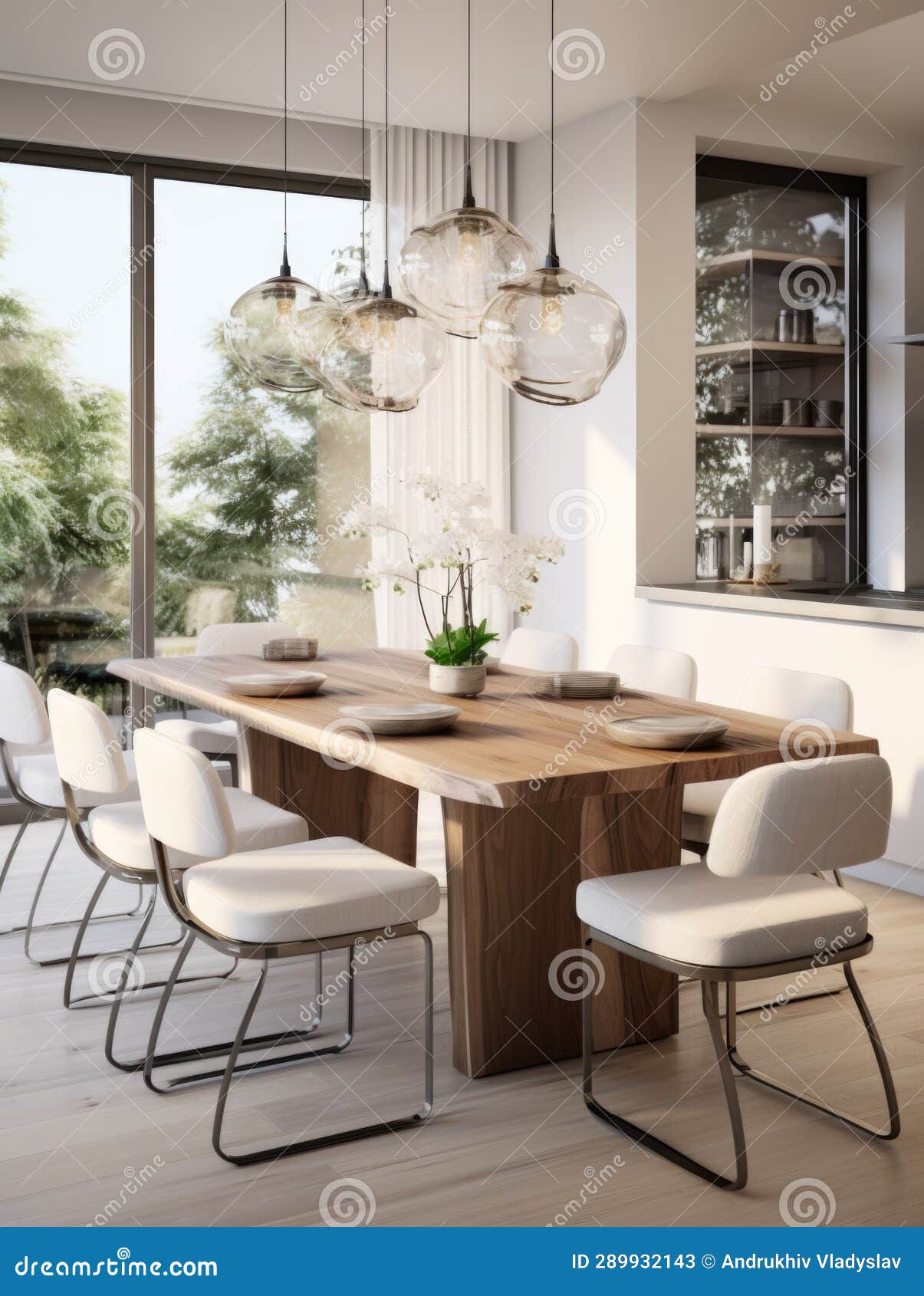 Interior Design of Modern Dining Room with Setted Dining Table and ...