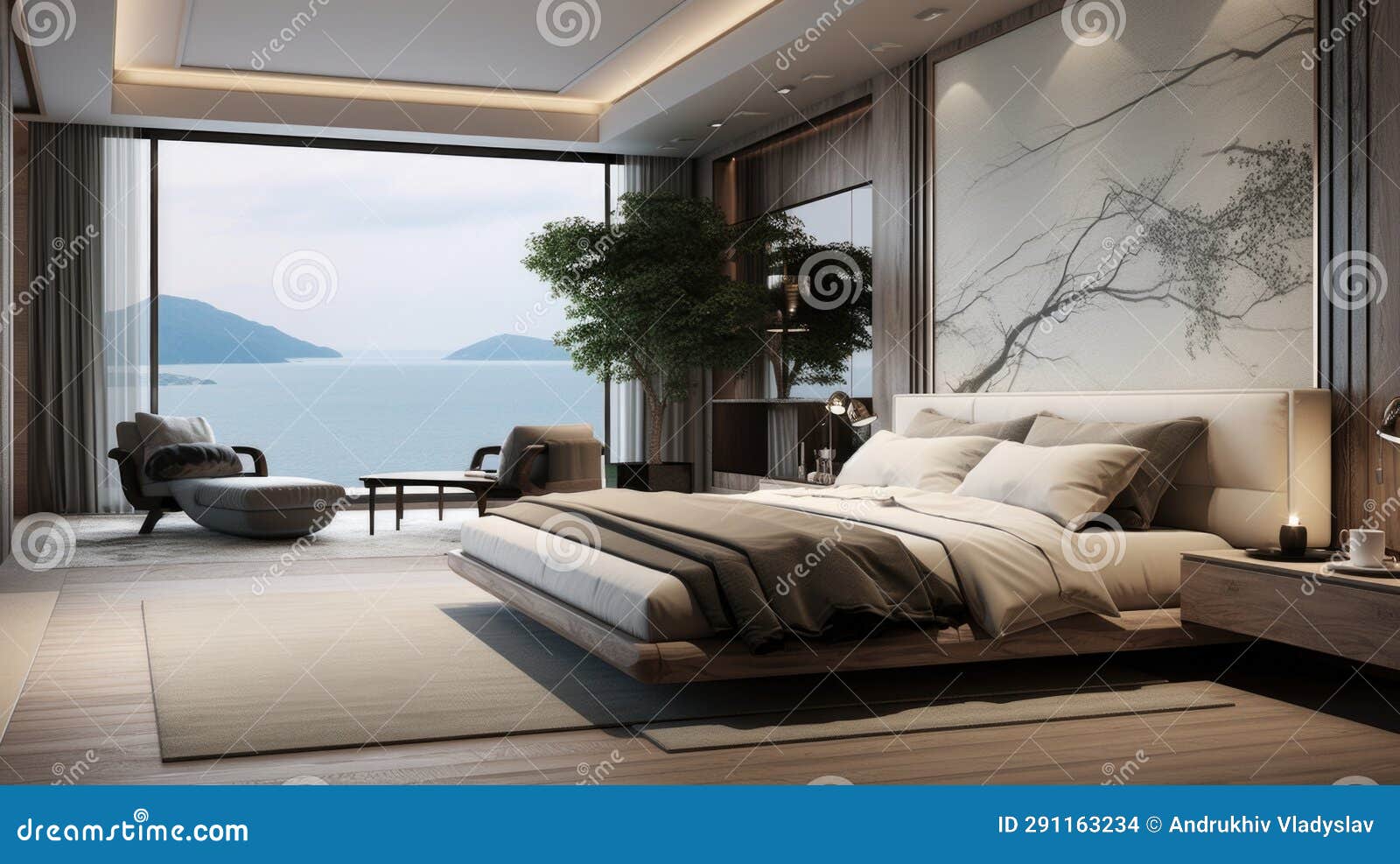 Interior Design of Modern Elegant Bedroom Stock Illustration ...