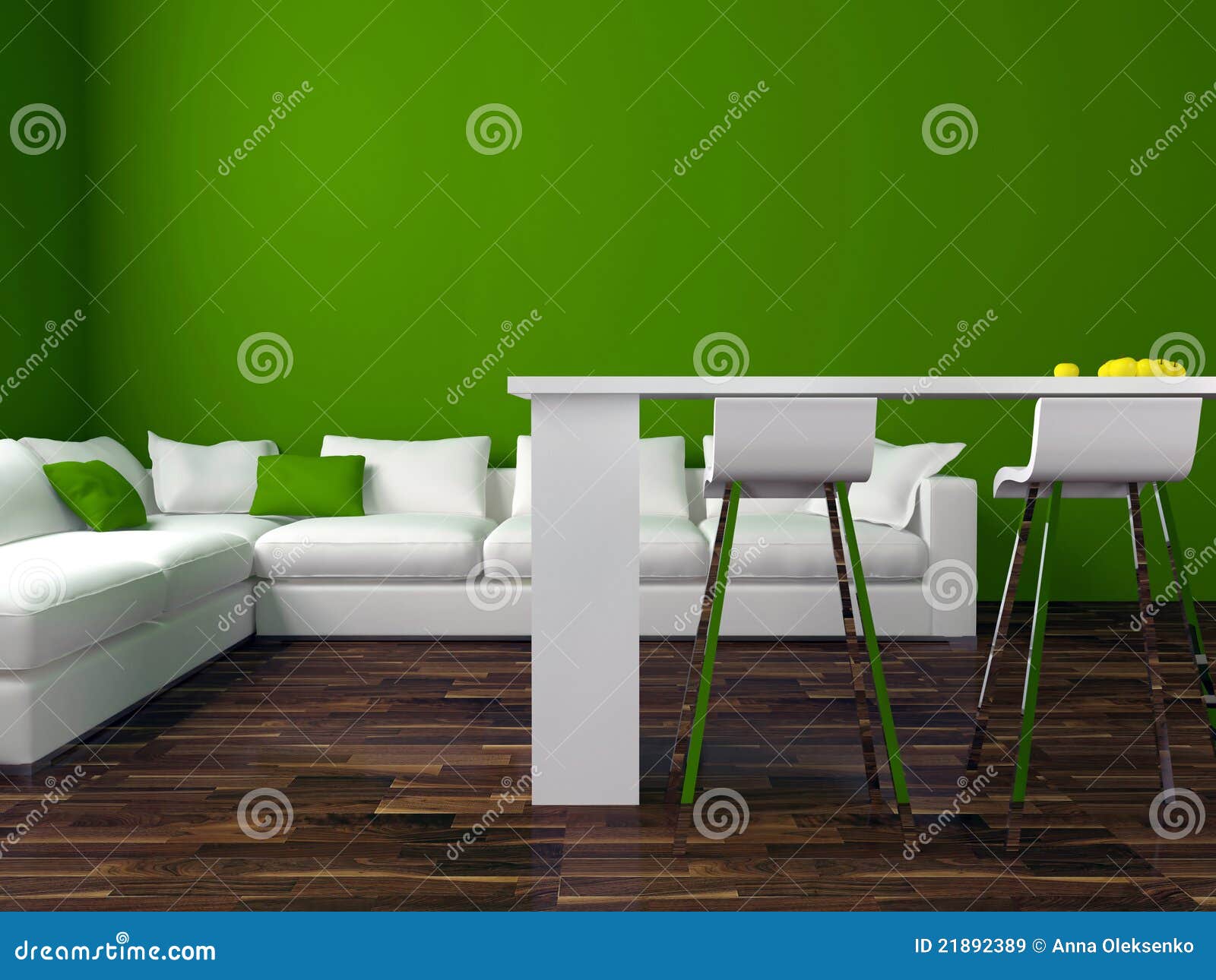 Interior Design of Modern Green Living Room Stock Illustration ...