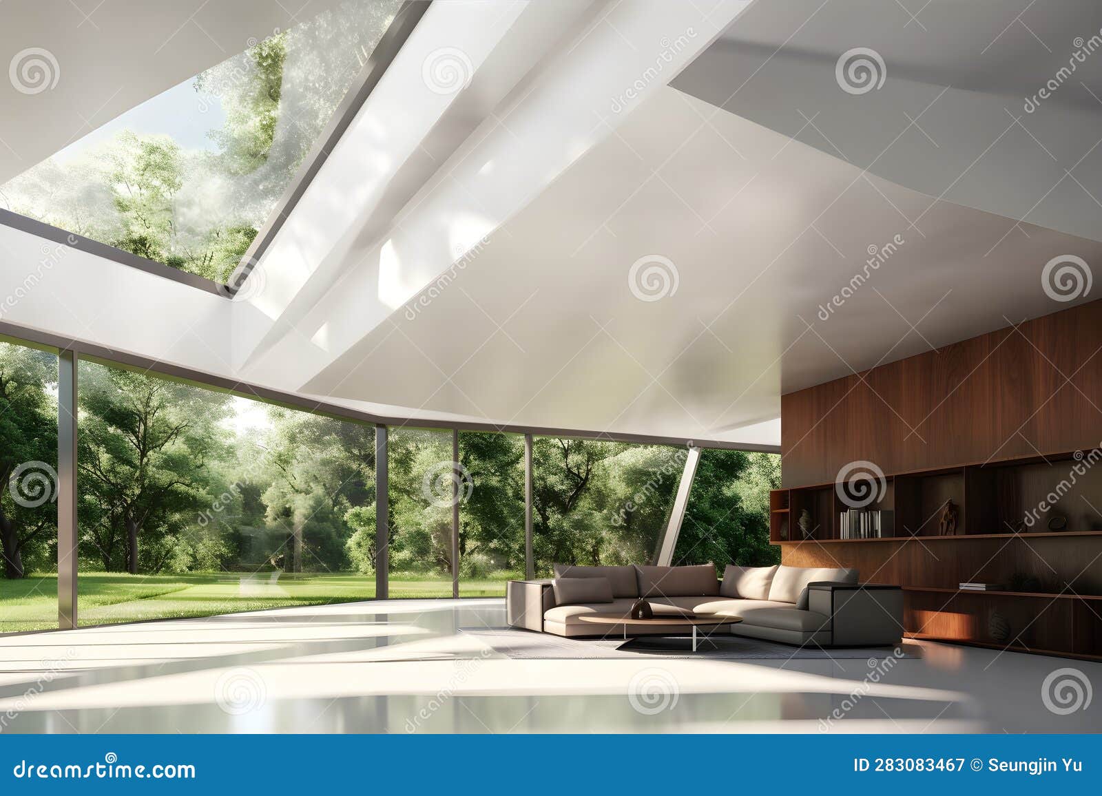 Interior Design, Modern Interior Space with Nature View, Sunlight ...