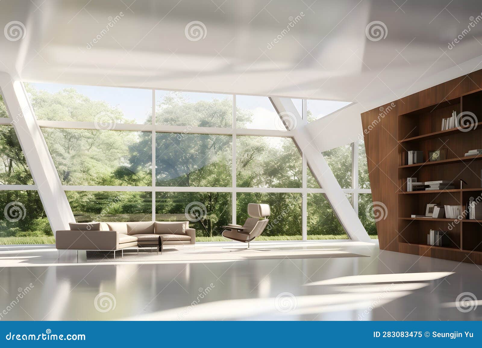 Interior Design, Modern Interior Space with Nature View, Sunlight ...