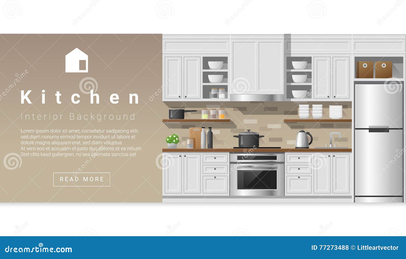 Interior Design Modern Kitchen Background Stock Vector - Illustration ...