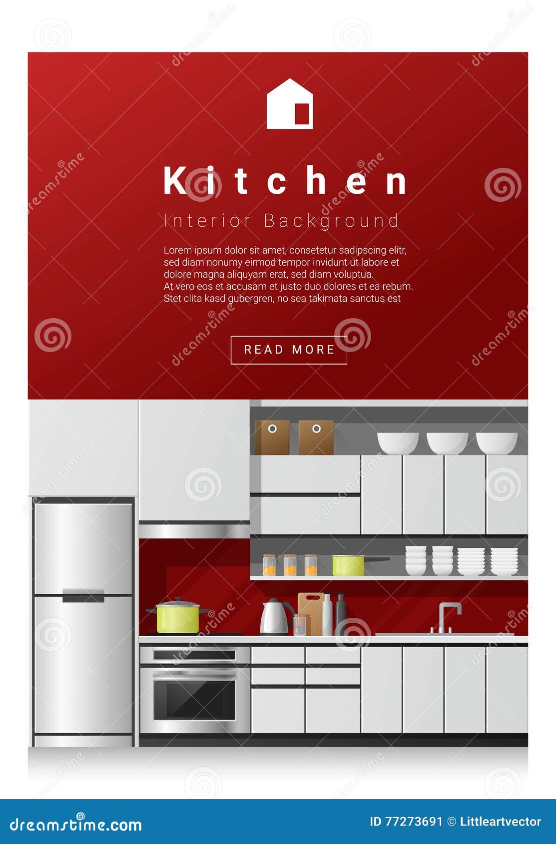Interior Design Modern Kitchen Banner Stock Vector - Illustration of ...