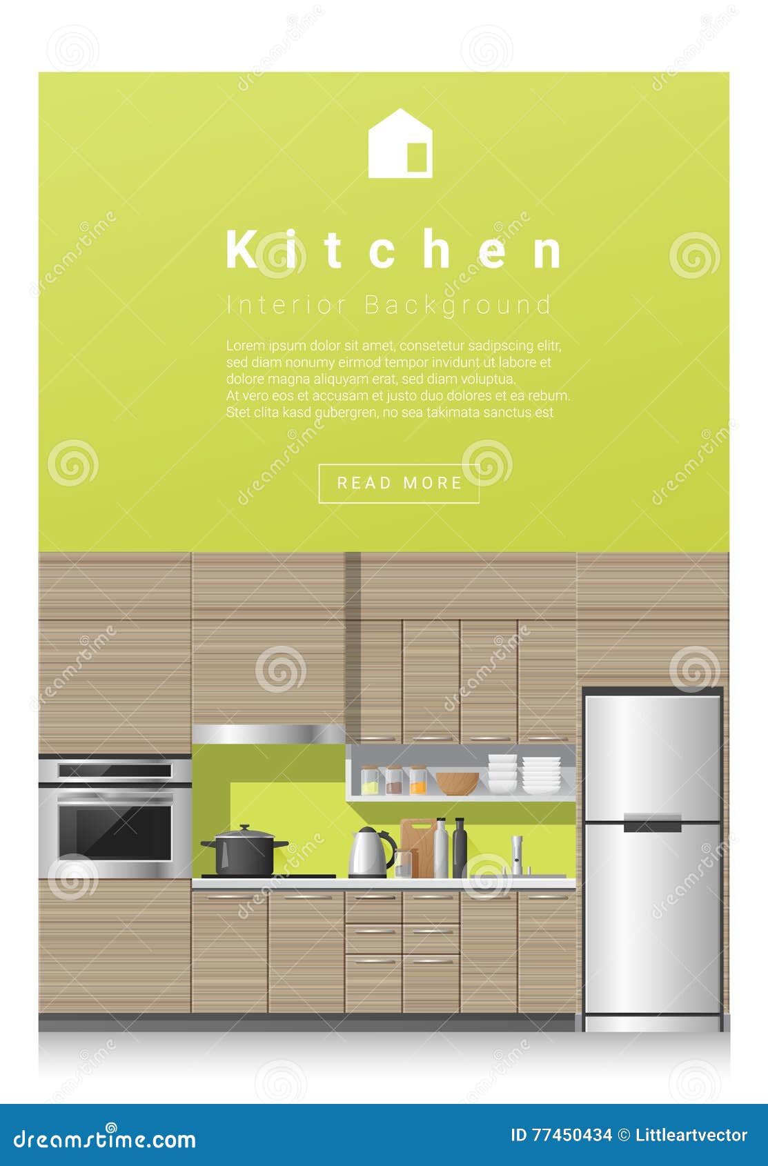 Interior Design Modern Kitchen Banner Stock Vector - Illustration of ...