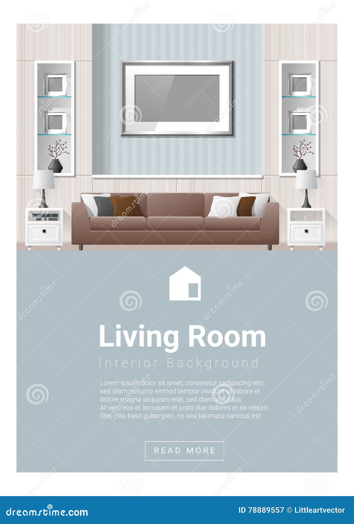 Interior Design Modern Living Room Banner Stock Vector - Illustration ...