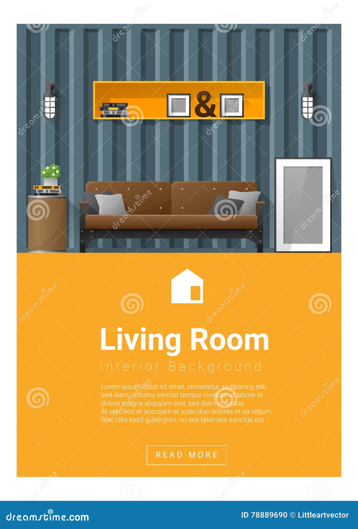 Interior Design Modern Living Room Banner Stock Vector - Illustration ...