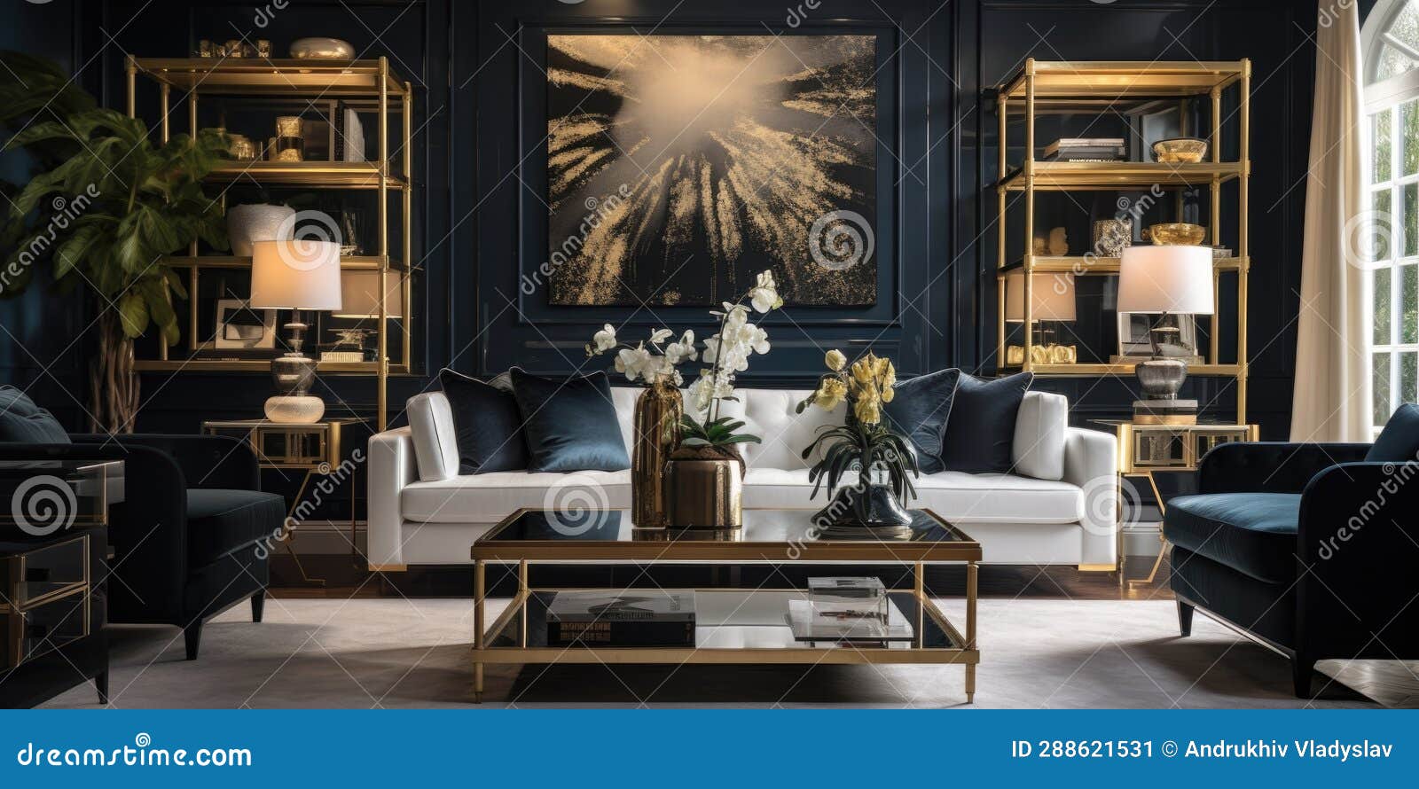 Interior Design of Modern Living Room Panorama Stock Illustration ...