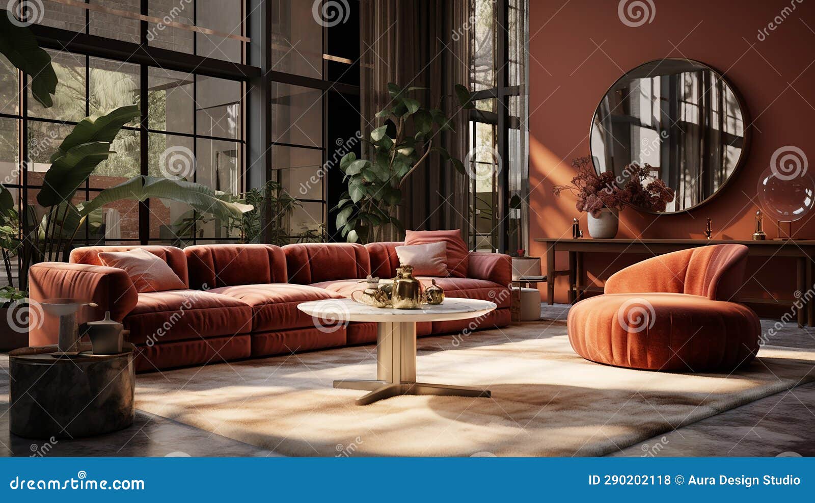 Interior Design of Modern Living Room with Sunlight Stock Photo - Image ...