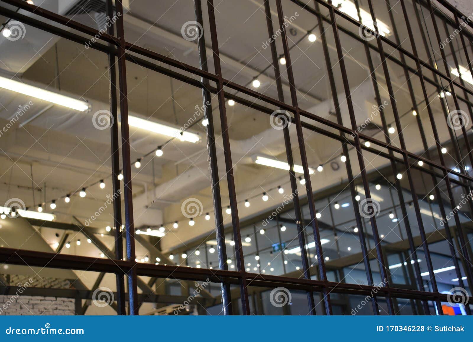 Interior Design of Modern Wall with Steel Bar and Mirror Reflection ...