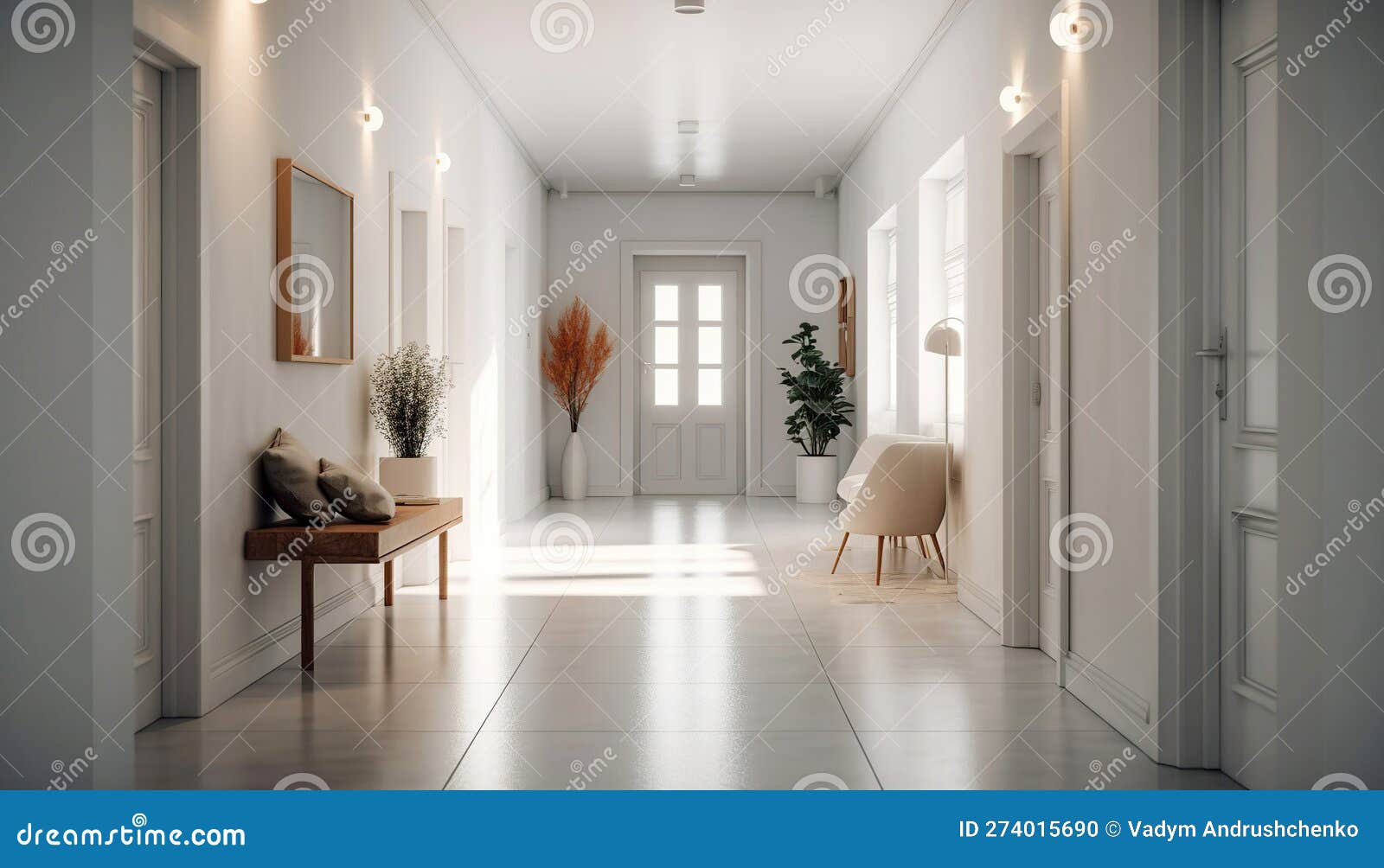 Interior Design of Modern Entrance Hall with Doors. Created with ...