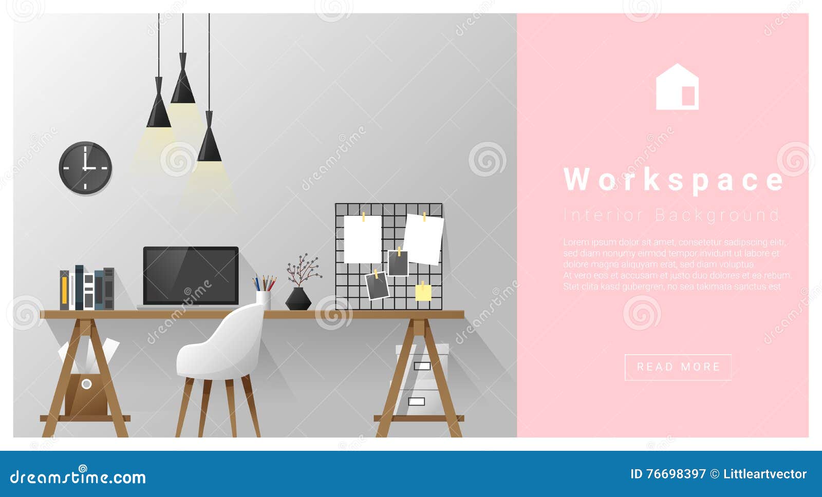 Interior Design Modern Workspace Background Stock Vector - Illustration ...