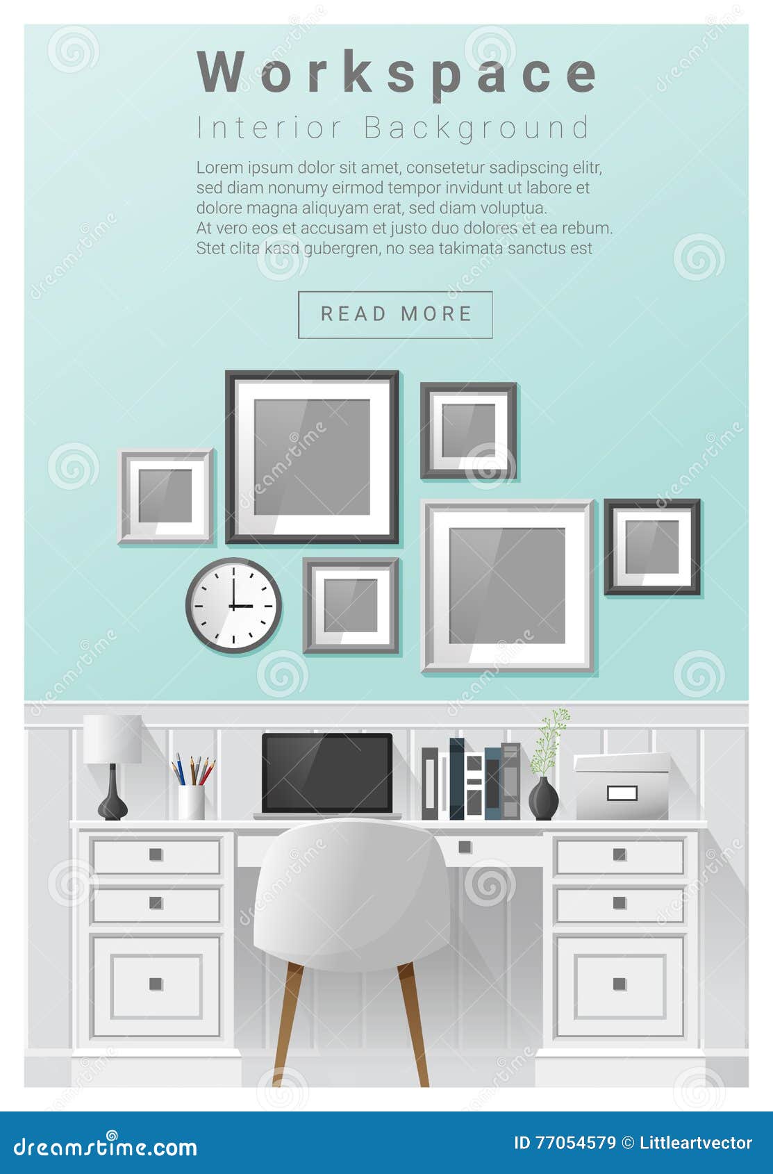 Interior Design Modern Workspace Banner Stock Vector - Illustration of ...