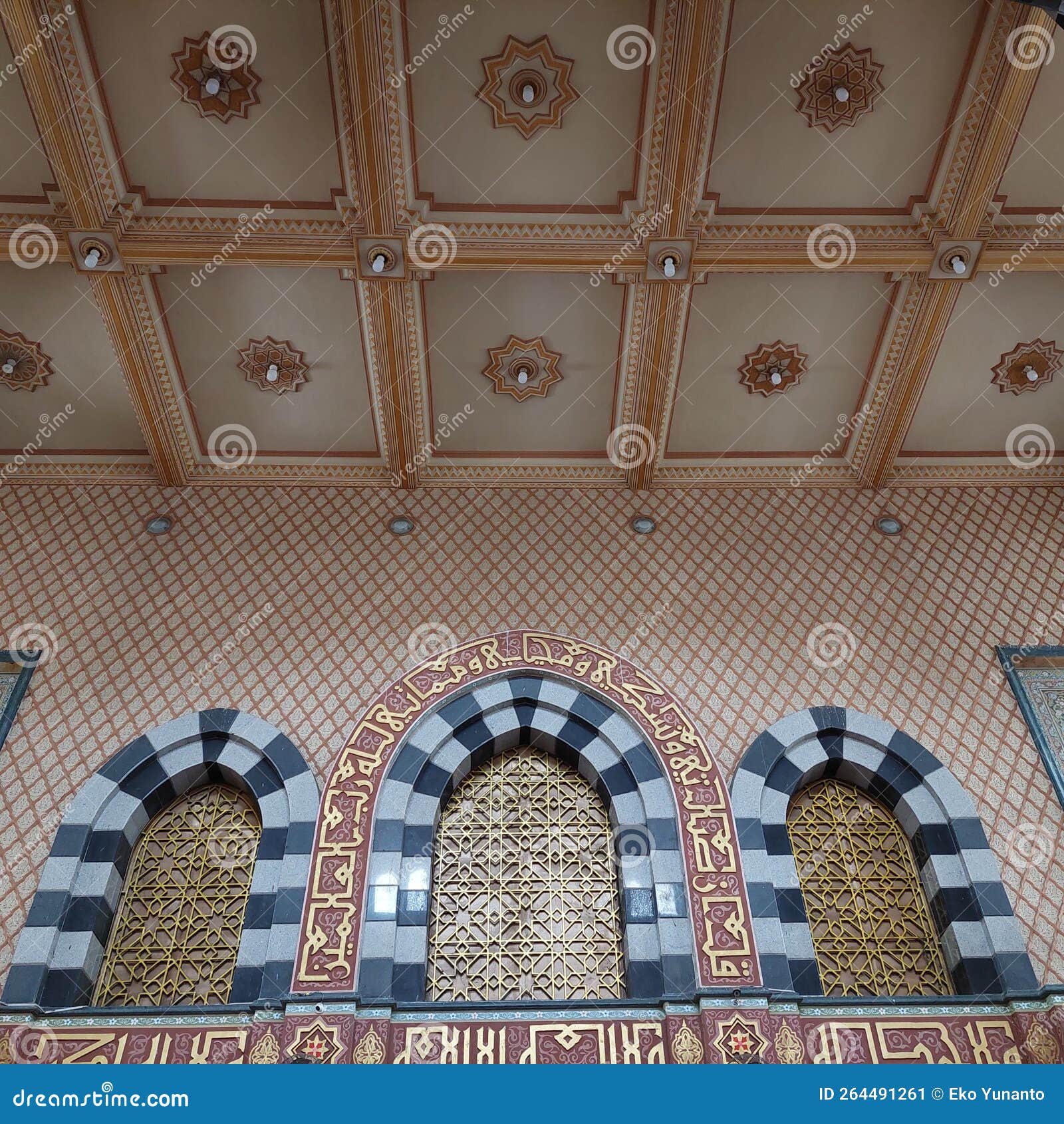 Interior Design and Ornaments on the Mosque Stock Image - Image of ...