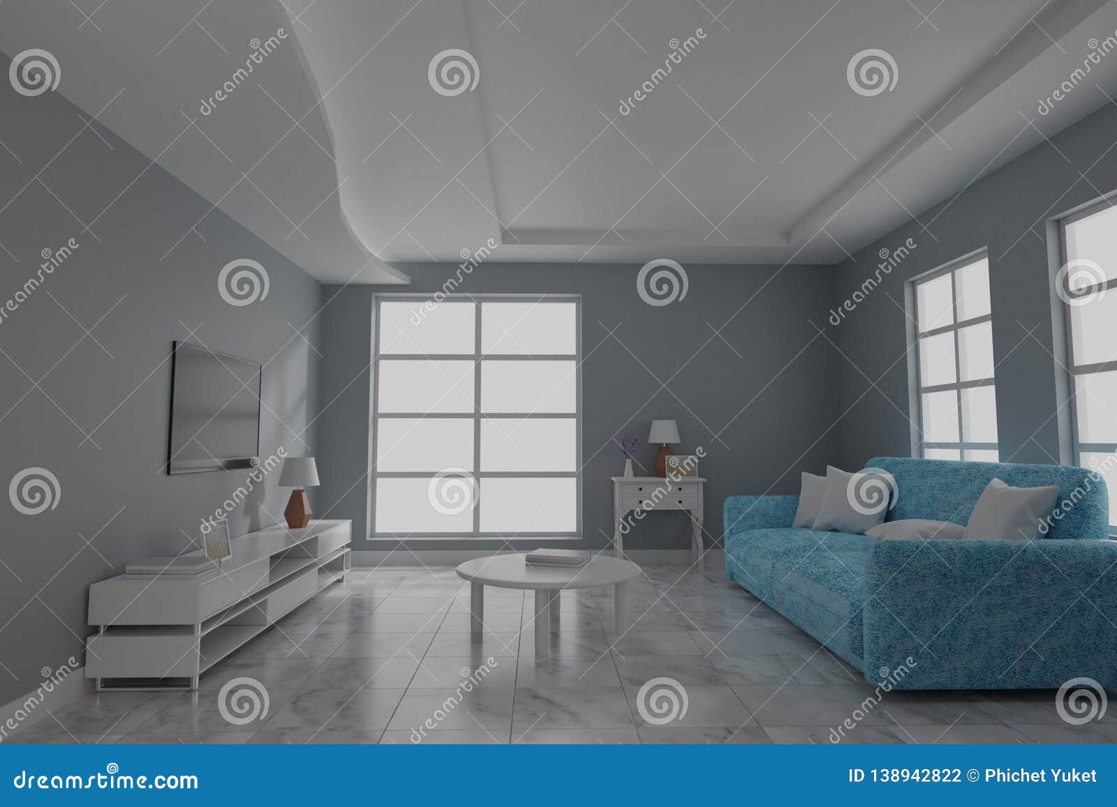 Interior Room Design 3d Render Stock Illustration - Illustration of ...