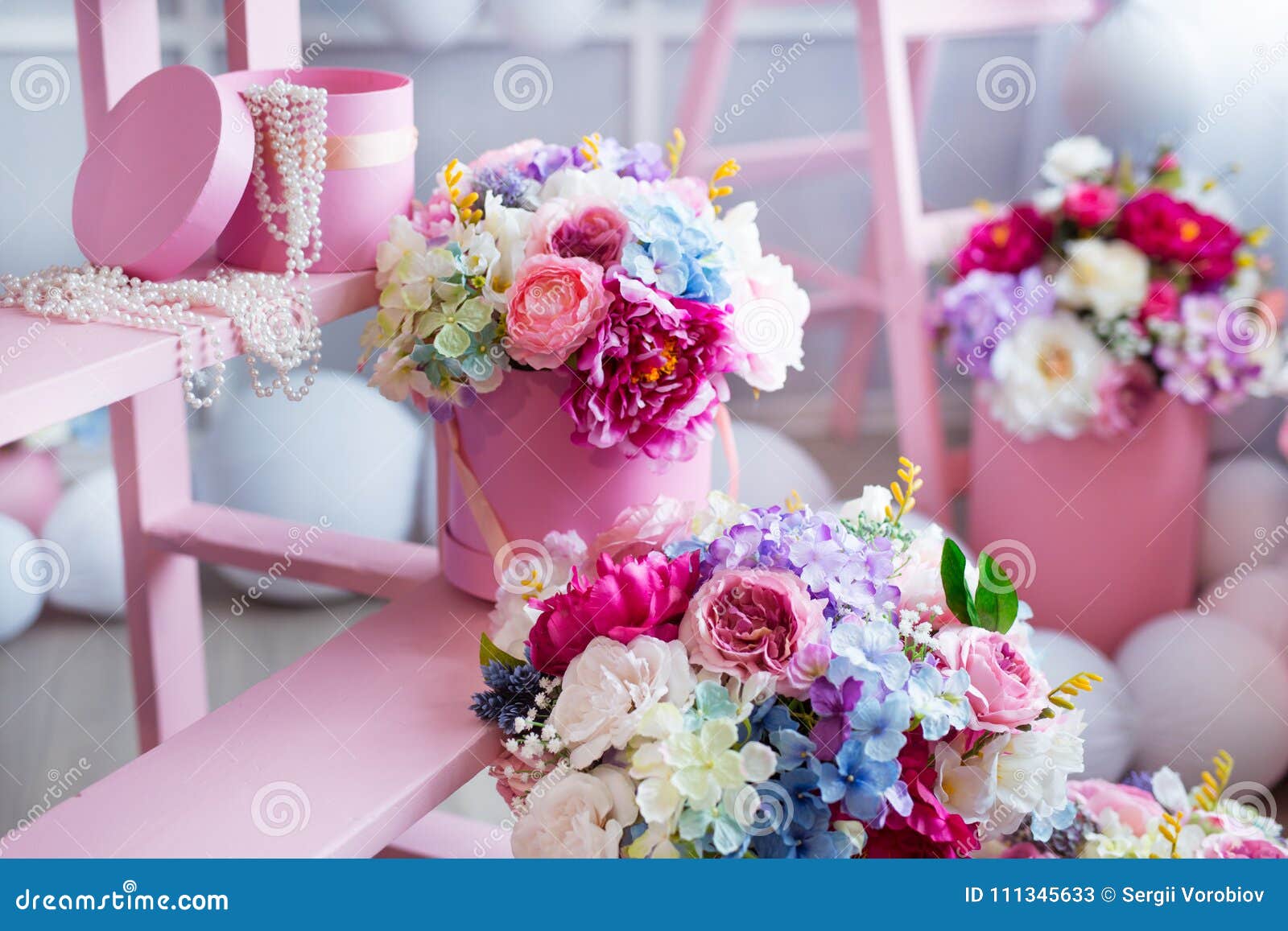 Interior Design of Room Decorated with Beautiful Flowers Stock Image ...