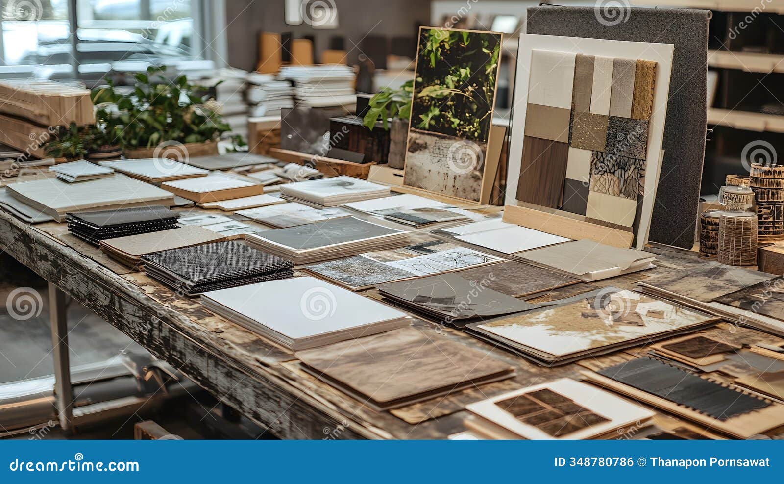 Interior Design Samples Wood Fabric Texture Swatches on Table AI ...