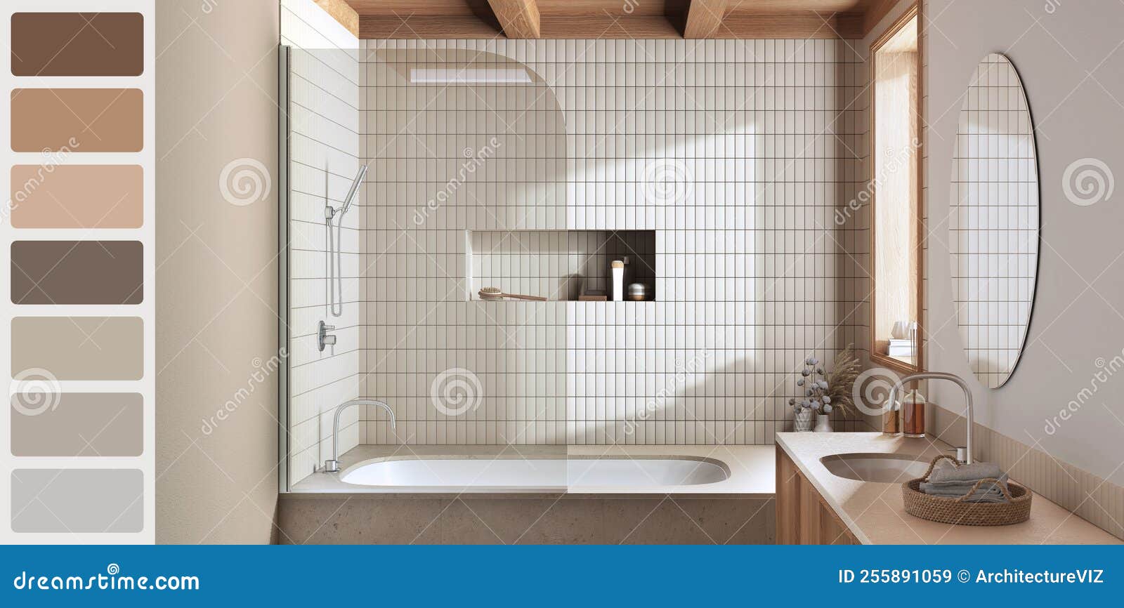 Interior Design Scene with Palette Color. Different Colors and Patterns ...