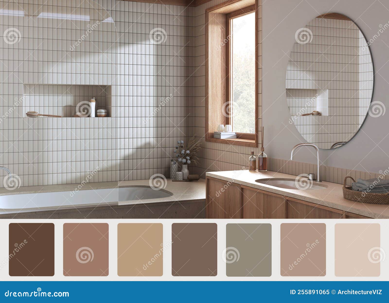 Interior Design Scene with Palette Color. Different Colors and Patterns ...