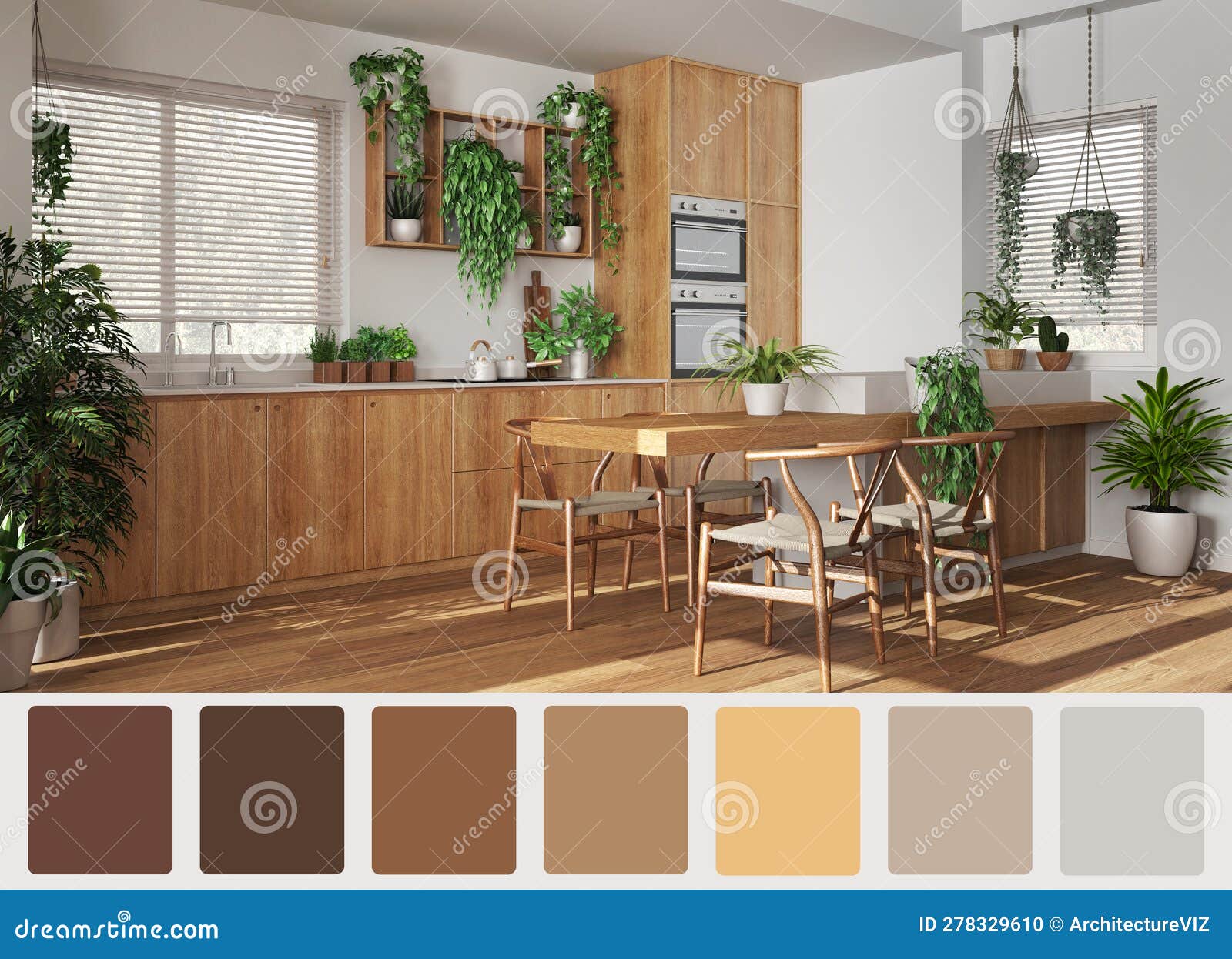Interior Design Scene with Palette Color. Different Colors and Patterns ...