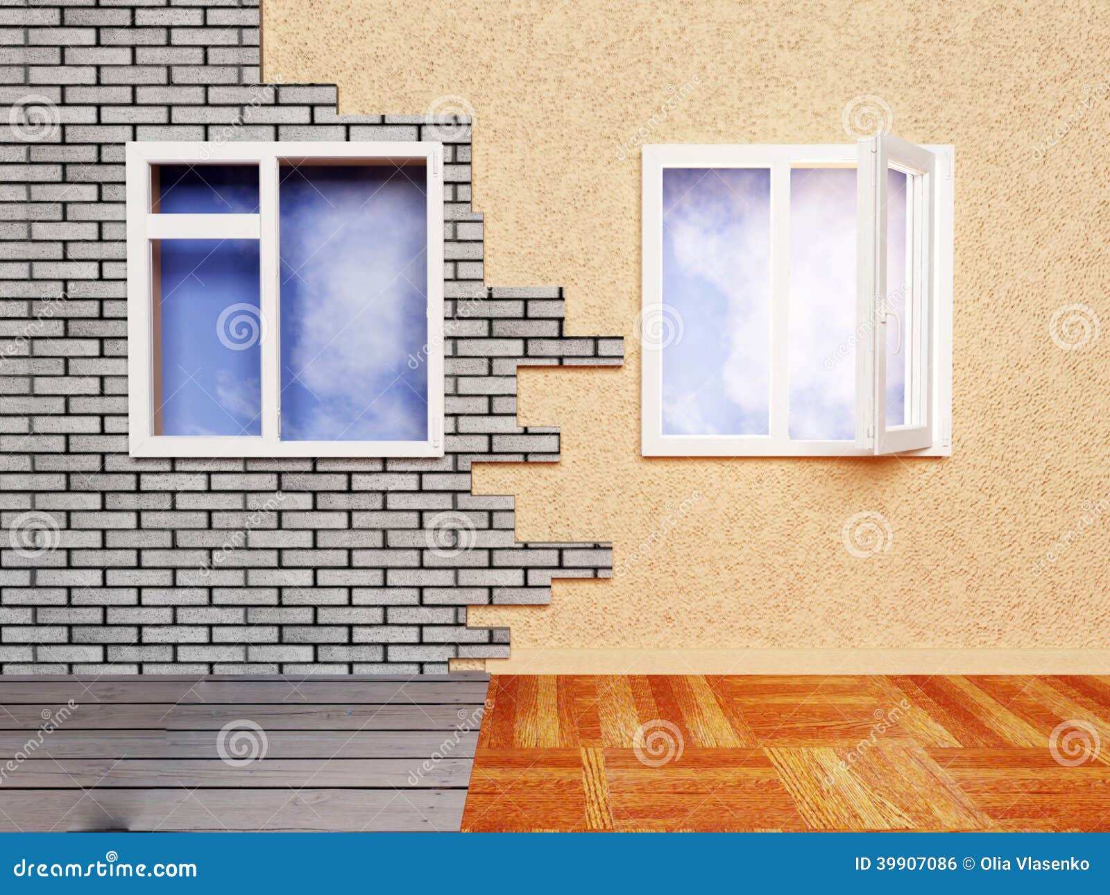 Interior design scene stock illustration. Illustration of cloudy - 39907086