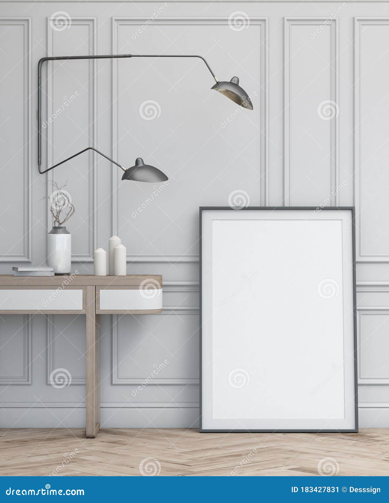 Interior Design Simple Scene with Frame Stock Illustration ...