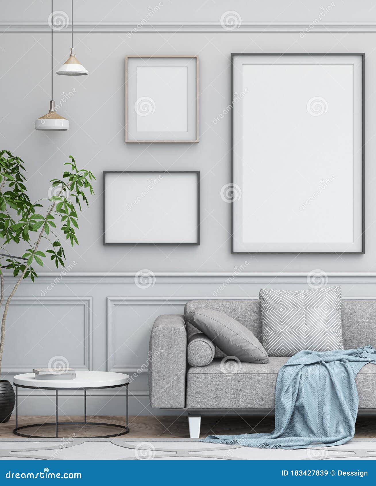 Interior Design Simple Scene with Frames Stock Illustration ...