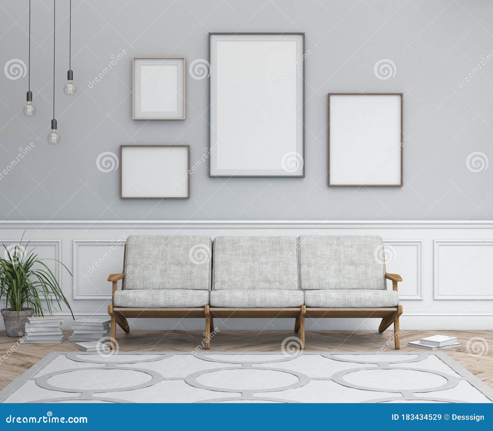Interior Design Simple Scene with Frames. Stock Illustration ...