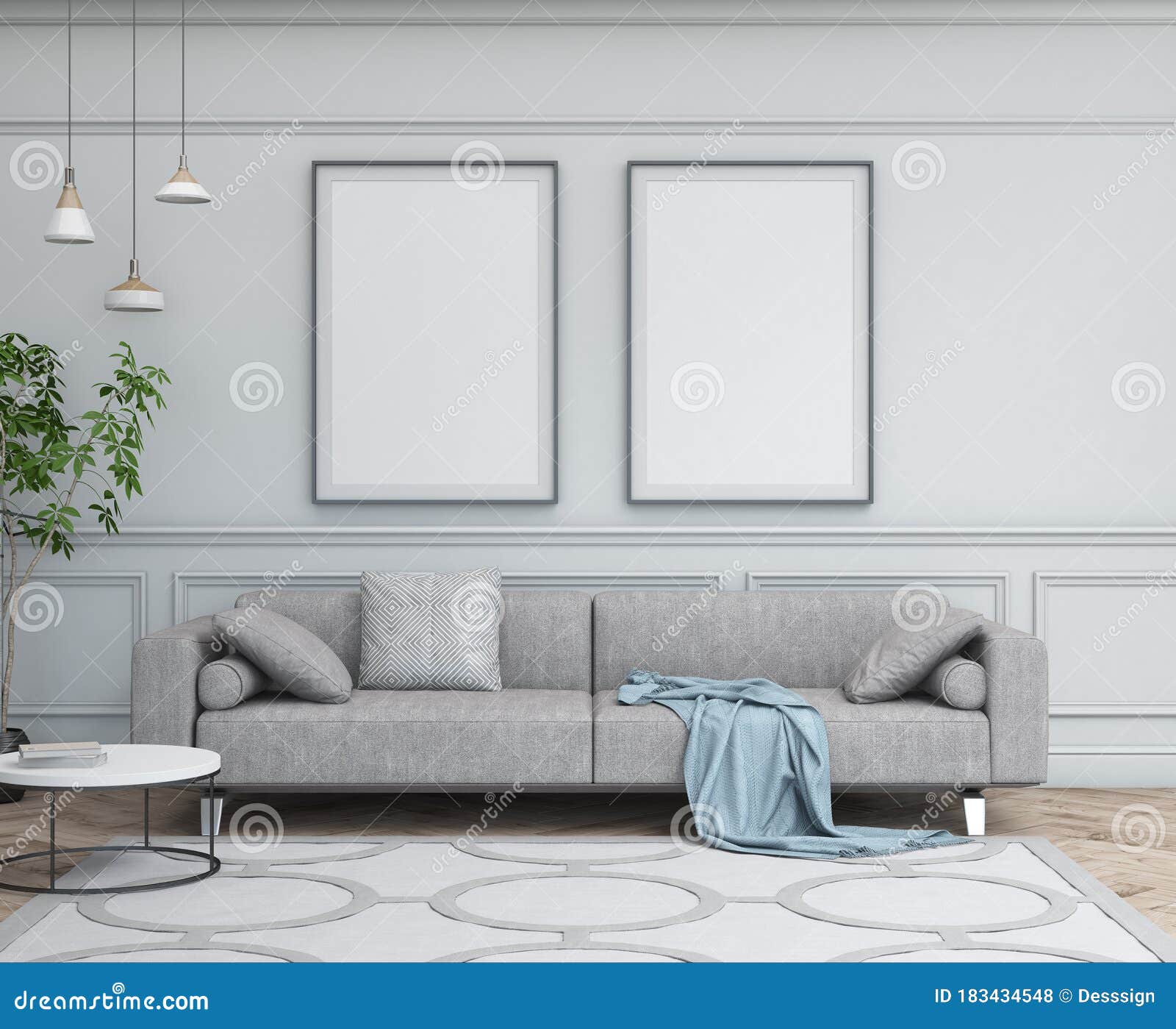 Interior Design Simple Scene with Frames Stock Illustration ...