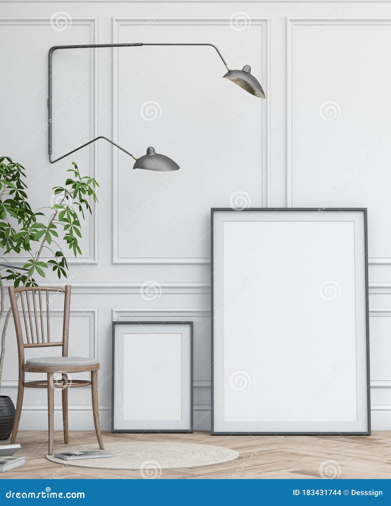 Interior Design Simple Scene with Frames Stock Illustration ...