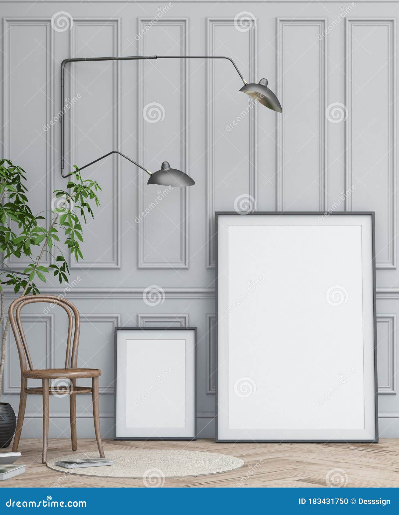 Interior Design Simple Scene with Frames Stock Illustration ...