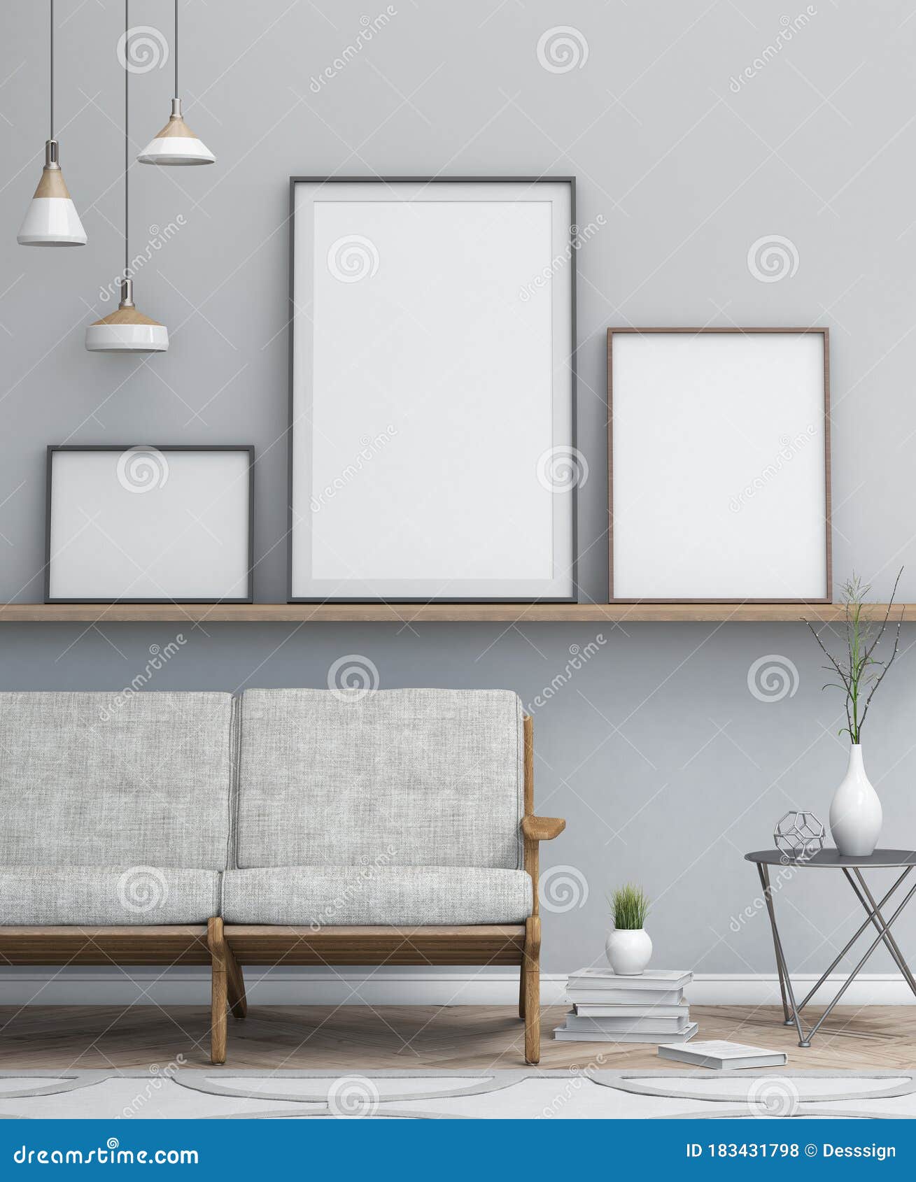 Interior Design Simple Scene with Frames Stock Illustration ...