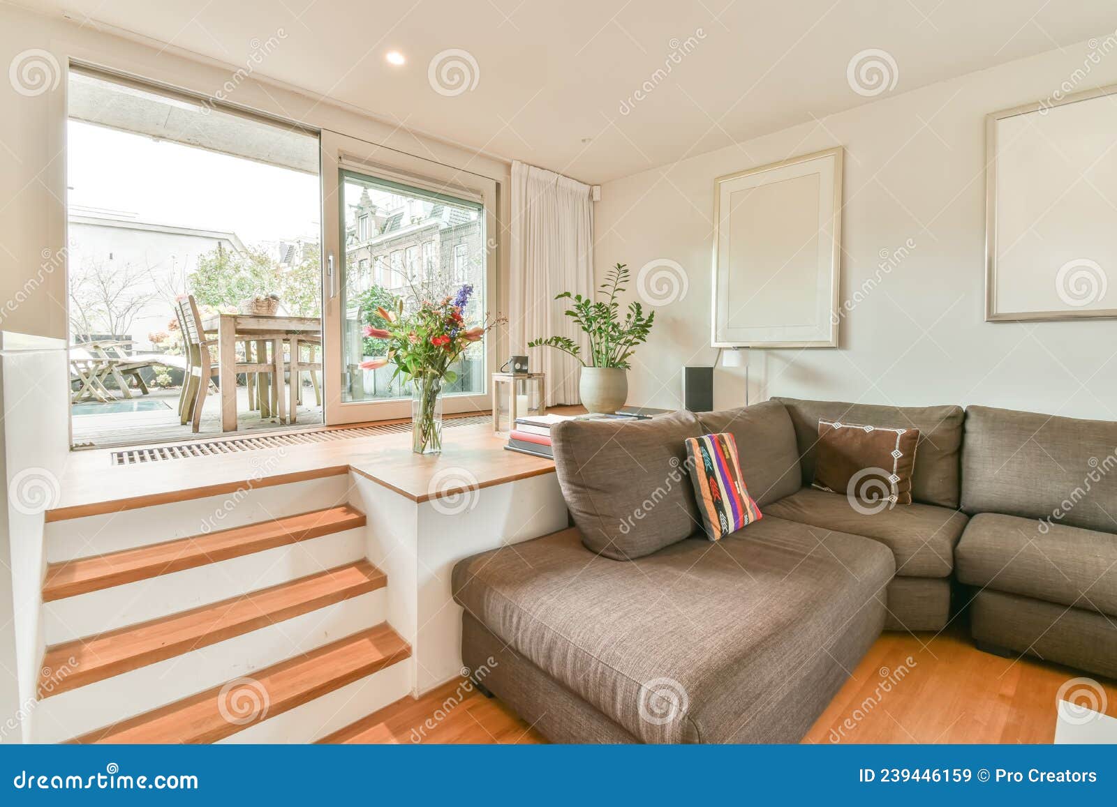Clean living room stock image. Image of building, decor - 239446159