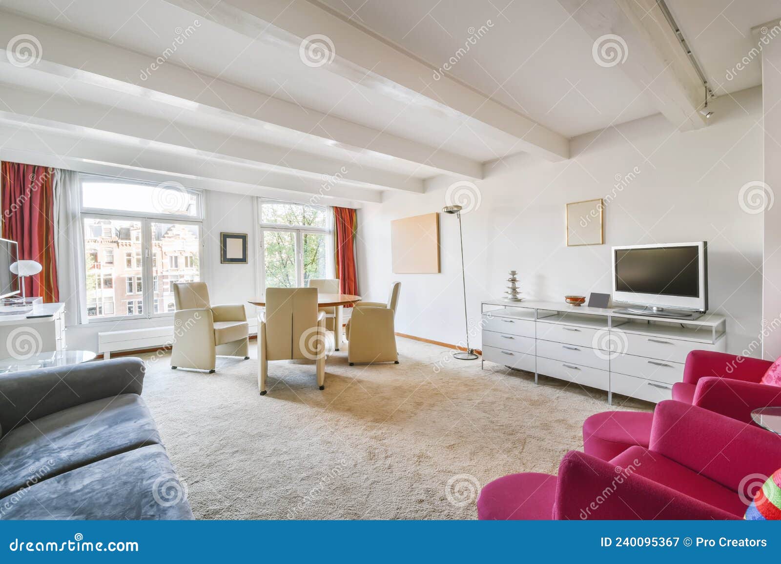 Clean living room stock image. Image of sofa, design - 240095367