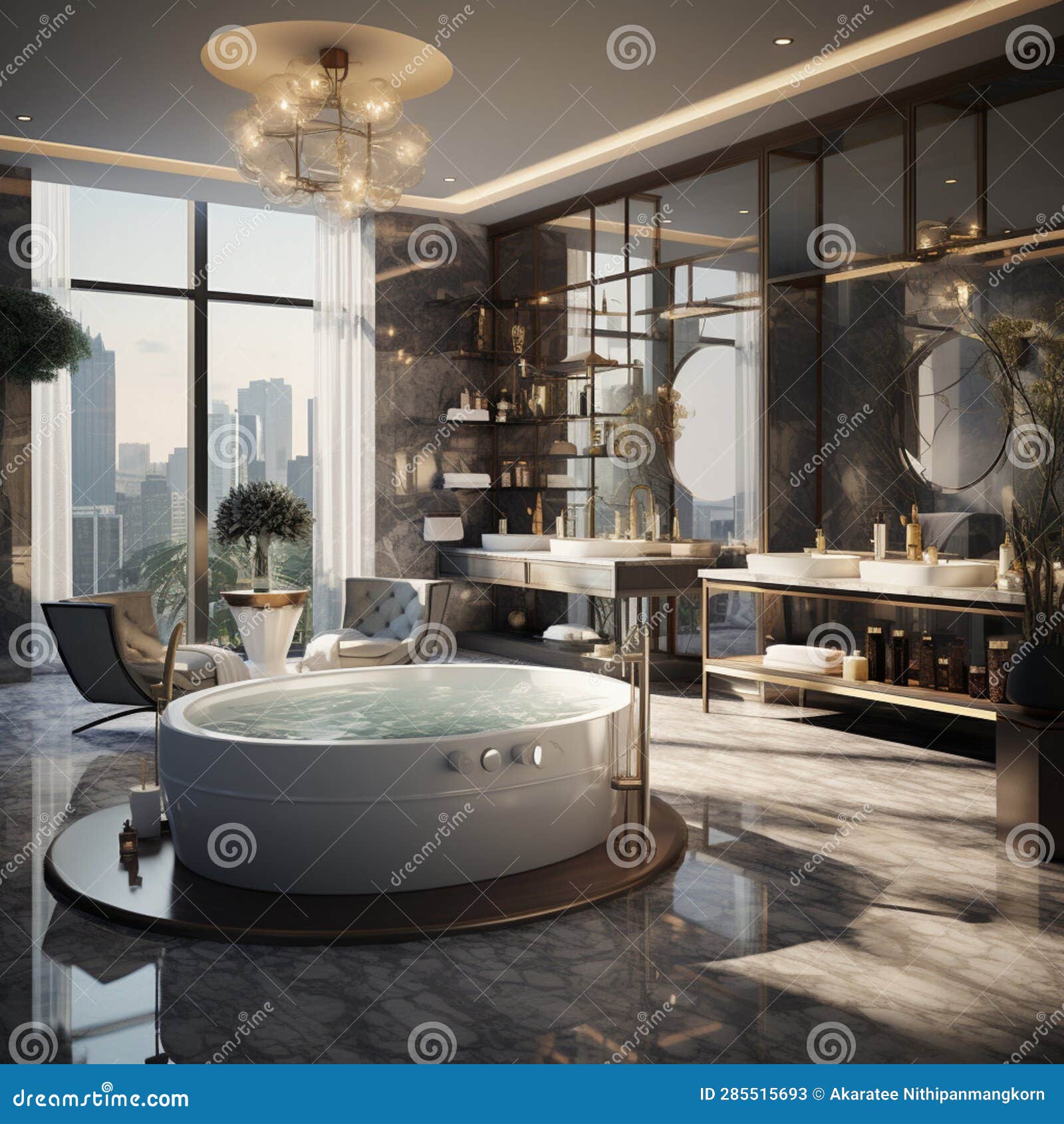 Interior Design of a Spacious Modern Luxury Bathroom Stock Image ...