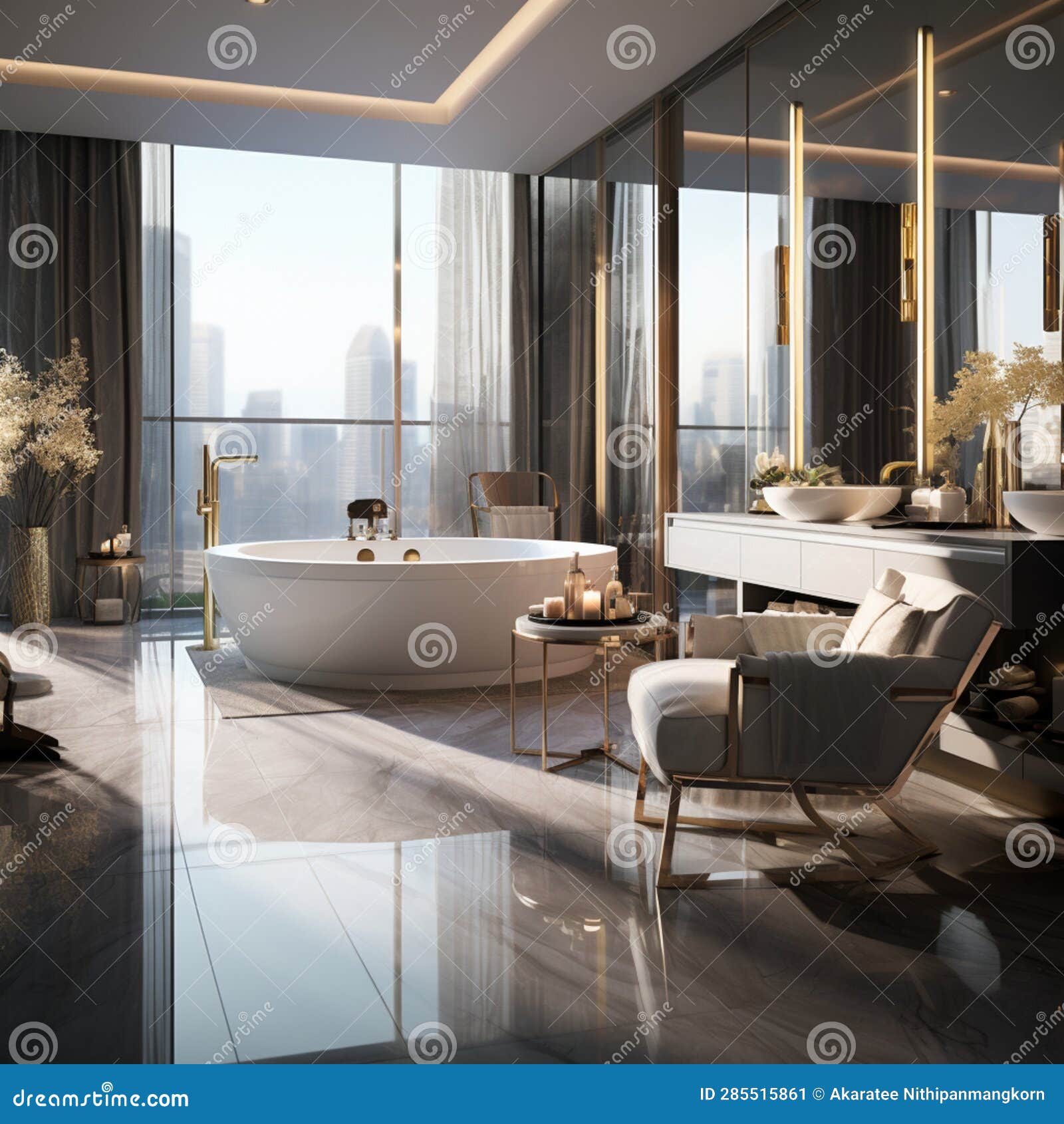 Interior Design of a Spacious Modern Luxury Bathroom Stock Image ...