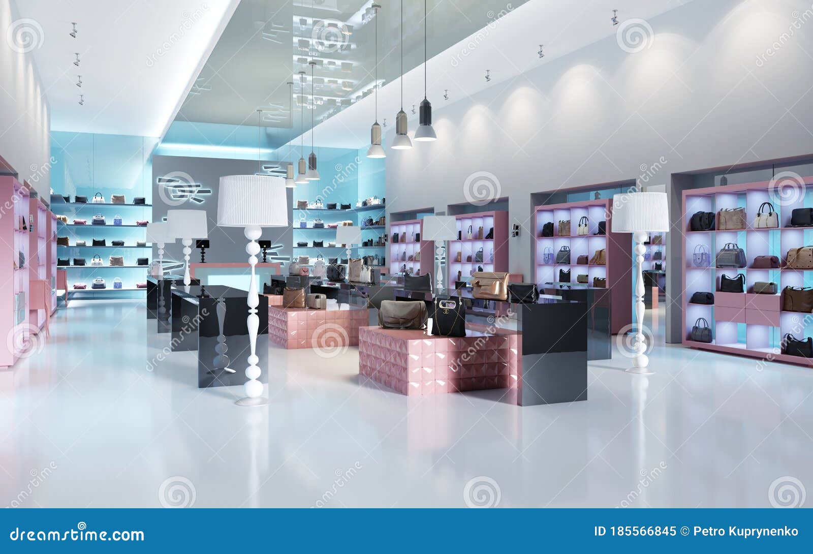Interior Design of a Store of Branded Bags Stock Illustration ...