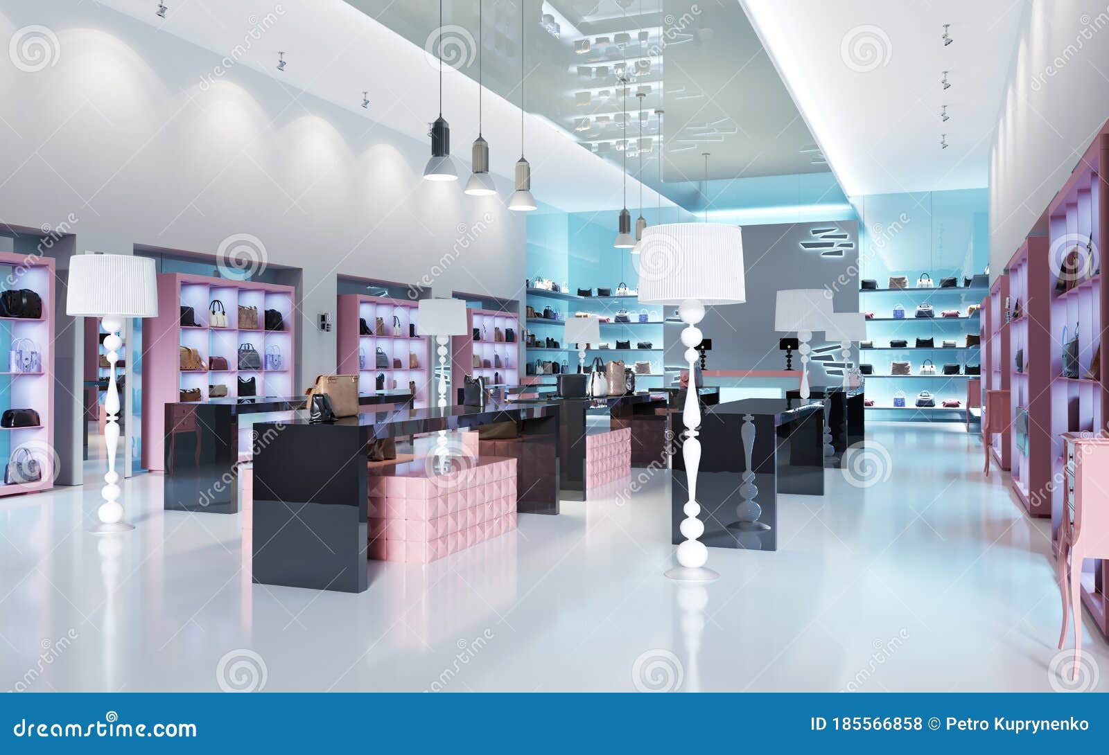 Interior Design of a Store of Branded Bags Stock Illustration ...