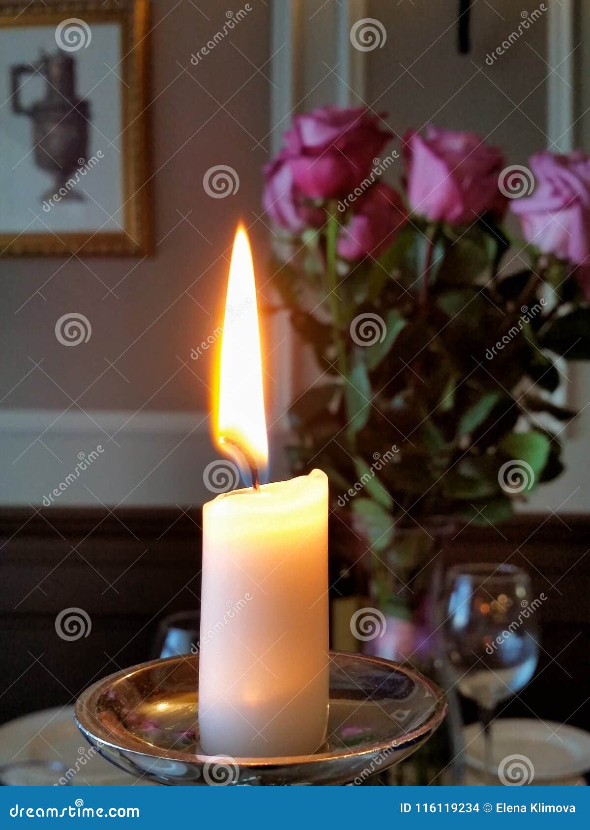 Single one candle roses stock photo. Image of candle - 116119234