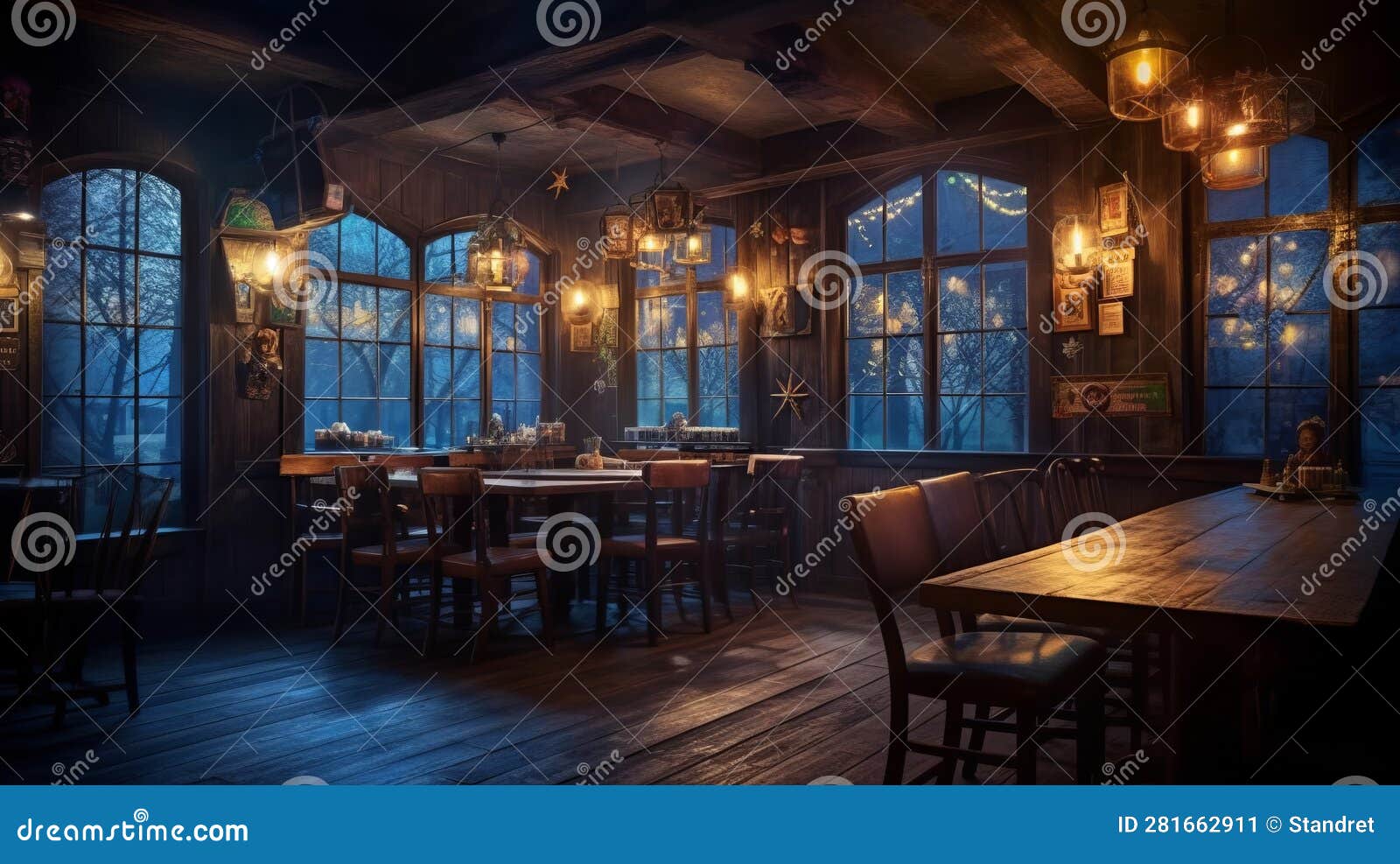 Interior Design of a Tavern. Beautiful Illustration Picture Stock ...