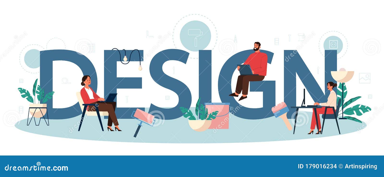 Interior Design Typographic Header Concept. House Renovation Stock ...