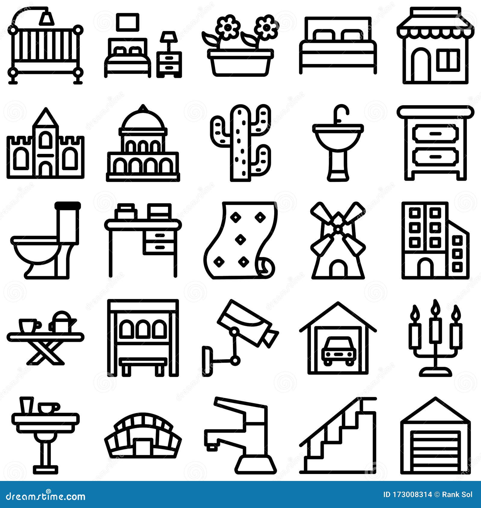 Interior Design Vector Icons Set Every Single Icon Can Easily Modify or ...