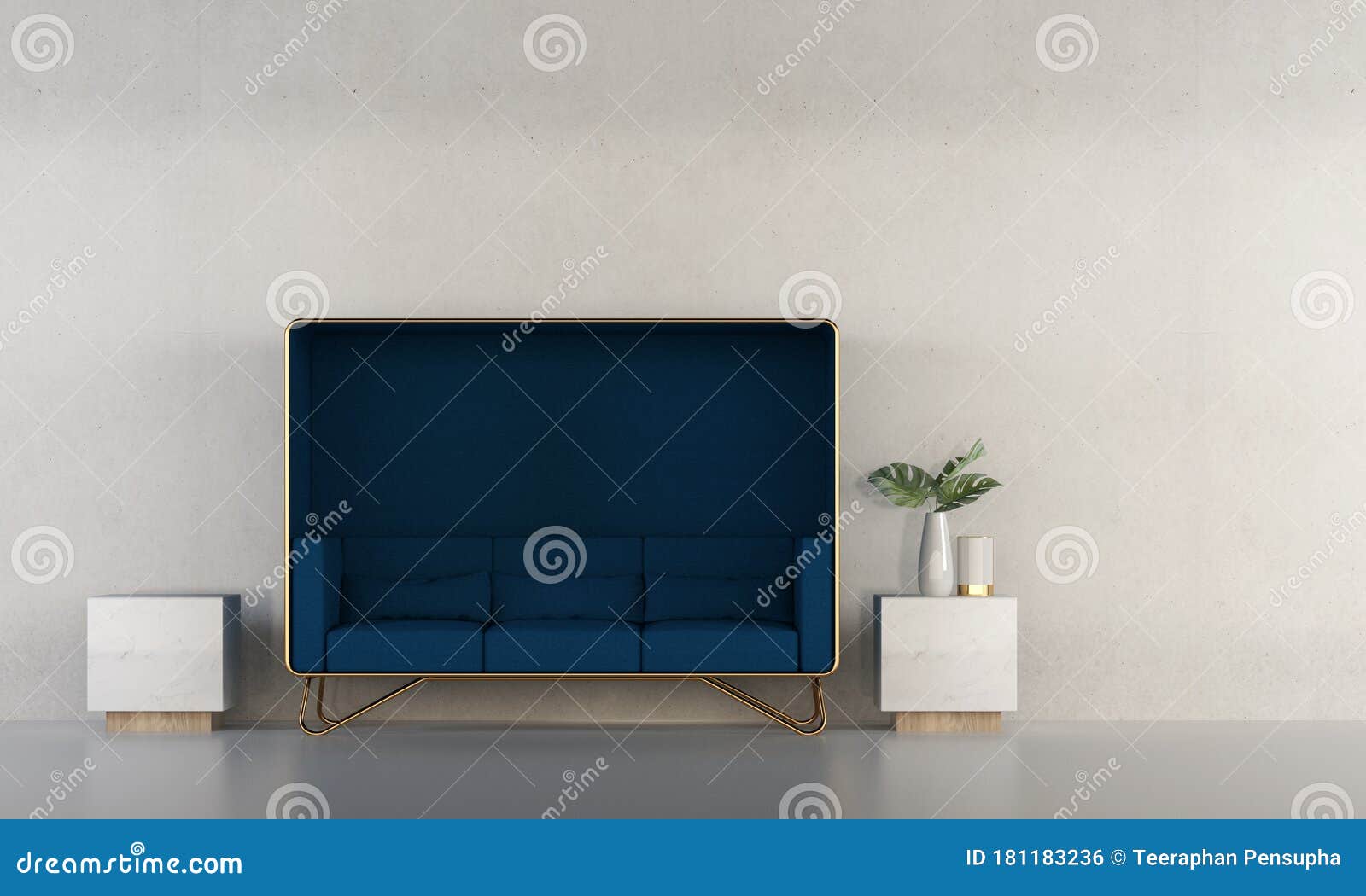 The New Normal Living Room Scene Interior Design and Concrete Wall ...
