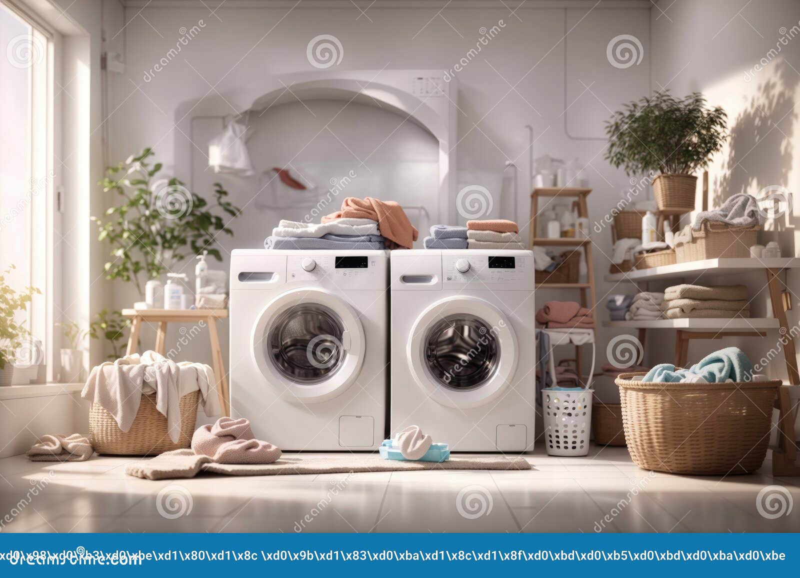 Interior Design Washing Machine. Ai Generative Stock Illustration ...