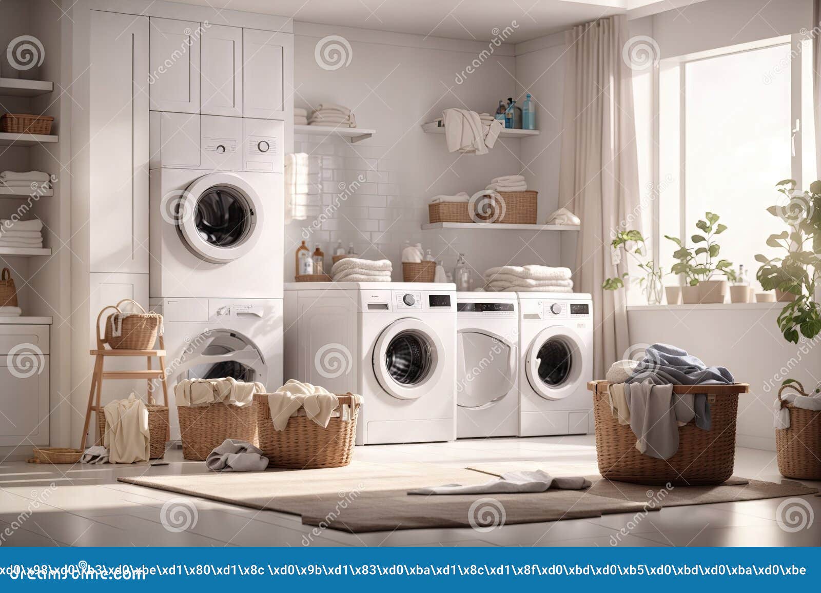 Interior Design Washing Machine. Ai Generative Stock Illustration ...