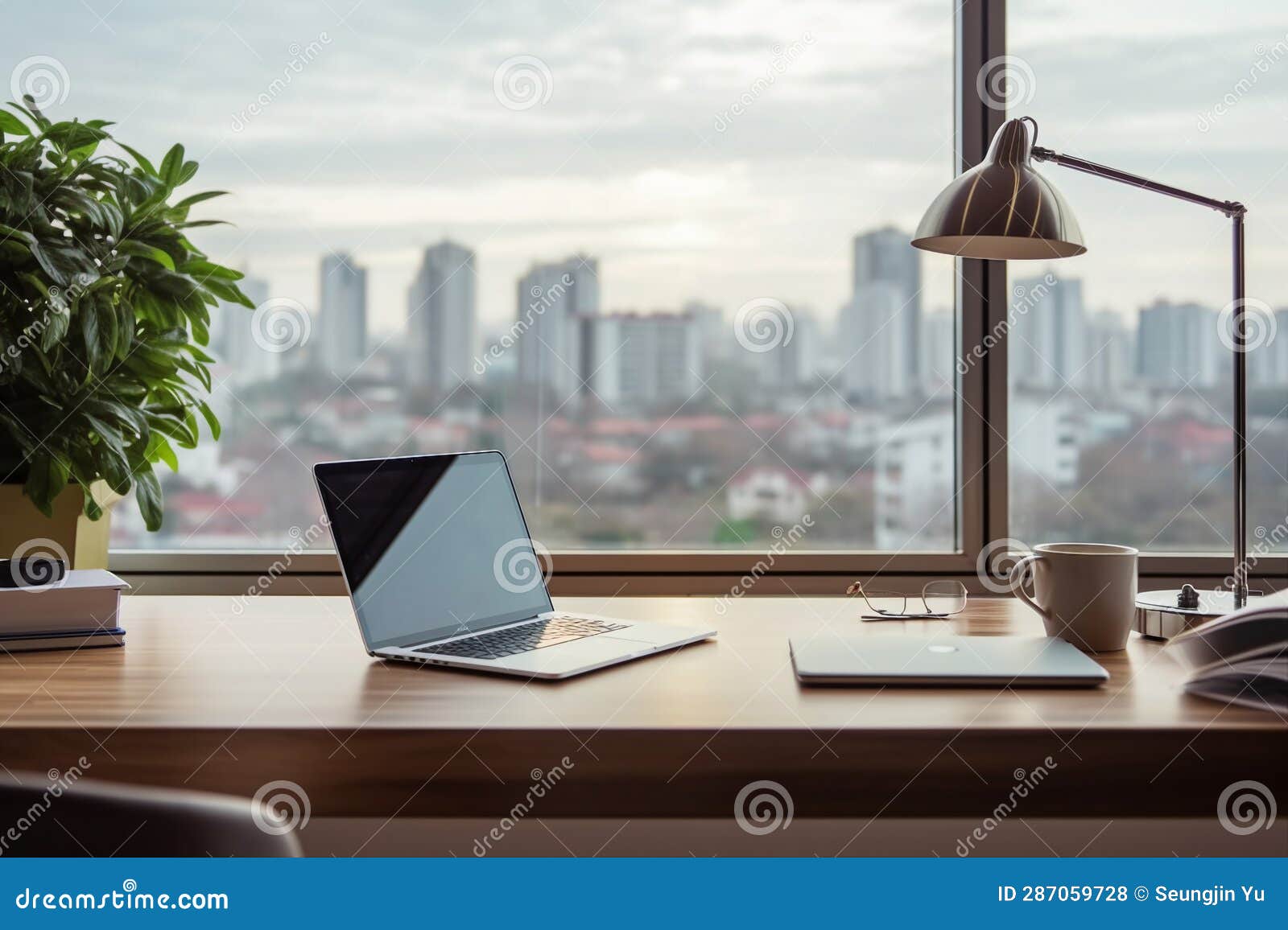 Interior Design, Workplace with Notebook Laptop Comfortable Work Table ...